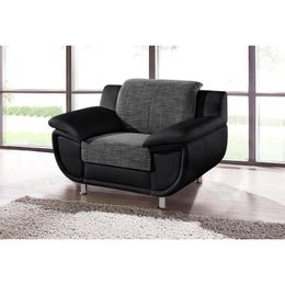 Trendmanufaktur Sessel &raquo;Rondo 3, Loungesessel, Breite 121cm&laquo; wahlweise mit komfortablem Federkern, mit extra breiten Armlehnen schwarz-wei&szlig; Luxus-