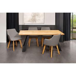 Home Affaire Essgruppe &raquo;Ena Sitzgruppe f&uuml;r K&uuml;che/Esszimmer, Esstisch mit 4 Polsterst&uuml;hlen 5tlg&laquo; Set, 5-tlg, 5 Stk. tlg. Stuhlbeine in Eiche Natur oder