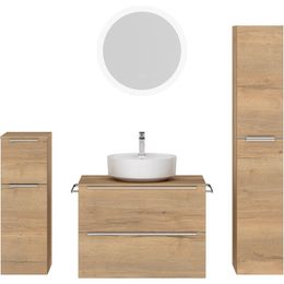 Nobilia Badm&ouml;bel-Set &raquo;Alvene&laquo; vormontiert, mit Soft-Close, 4 Stk. tlg. braun B/H/T: 160cmcm x 172,2cmcm x 48,5cmcm, Griffe edelstahlfarbig