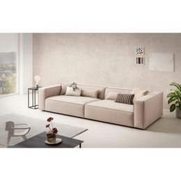 LeGer Home by Lena Gercke 3-Sitzer &raquo;PIARA XXL Leinenoptik, Sofa mit Kedernaht&laquo; schwarze F&uuml;&szlig;e, bequemer Sitzkomfort, extra tiefe Sitzfl&auml;che beige 100% 