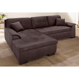 Home Affaire Ecksofa &raquo;BERGEN 267x178 cm, elegantes Design&laquo; whlw. mit Bettfunktion L-Form braun MELROSE /Struktur (100% Polyester);MELROSE (100% 