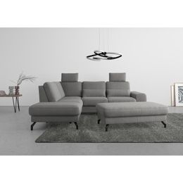 Sit & More sit&more Ecksofa &raquo;Cinturo L-Form&laquo; inklusive Sitztiefenverstellung und Federkern, Sitzh&ouml;he 45 cm grau B/H/T: 260cm x 88cm x 226cm, Soft clean, Ottomane