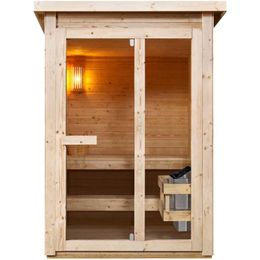 Sanotechnik Saunahaus &raquo;Au&szlig;ensauna HELSINKI&laquo; inkl. Saunaofen und -steine braun Saunaofen, 4,5 kW