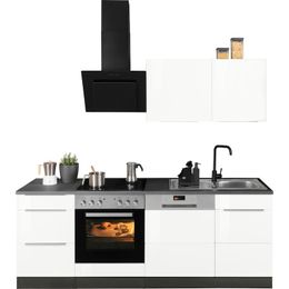 KOCHSTATION K&uuml;chenzeile &raquo;KS-Brindisi&laquo; Breite 220 cm, wahlweise mit E-Ger&auml;ten, mit MDF-Fronten wei&szlig; B/H/T: 220cm x 200cm x 60cm, ohne E-Ger&auml;te