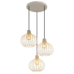 OTTO home H&auml;ngeleuchte &raquo;Yannic, H&auml;ngelampe Metall cremefarben, exkl. 3x E27 40W 230V&laquo; E27 1 Stk. Kabel in PVC Schwarz k&uuml;rzbar, &oslash;: 500mm, H: 1200mm 