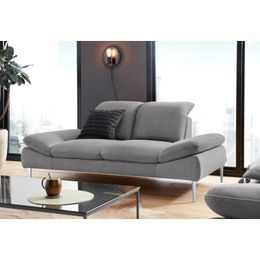 W.Schillig 2-Sitzer &raquo;enjoy&MORE&laquo; mit Sitztiefenverstellung, F&uuml;&szlig;e silber matt, Breite 202 cm grau Chenille-Flachgewebe R66 (85% Polyester, 15% Nylon);