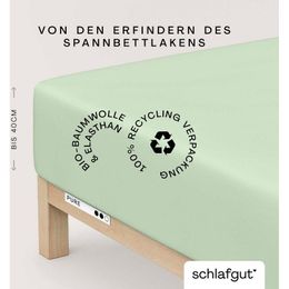 Schlafgut Spannbettlaken &raquo;PURE BOXSPRING Bio-Baumwolle mit Elasthan, 170 g/m&sup2;, Bettlaken&laquo; PREMIUM Boxspringbett Laken bis 40 cm H&ouml;he, dehnbar blickdicht, straff