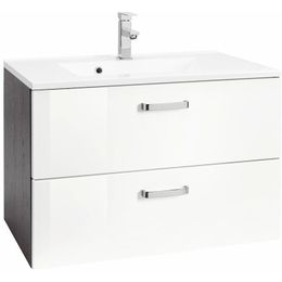 Welltime Waschbeckenunterschrank &raquo;Ravenna&laquo; Badm&ouml;bel, Waschtisch inkl. Waschbecken wei&szlig; graphit, B/H/T: 70cm x 56cm x 47cm