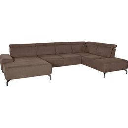 Sit & More sit&more Wohnlandschaft &raquo;Gizeh U-Form&laquo; 15 cm Fu&szlig;h&ouml;he, inklusive Sitztiefenverstellung und Kopfteilverstellung braun B/H/T: 340cm x 230cm, Luxus-