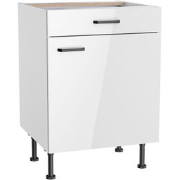 KOCHSTATION Unterschrank &raquo;KS-Paula&laquo; 60 cm breit, 87 cm hoch, mit 1 Schubkasten, 1 T&uuml;r, 1 Einlegeboden wei&szlig; wei&szlig;, B/H/T: 60cm x 87cm x 58,4cm, 