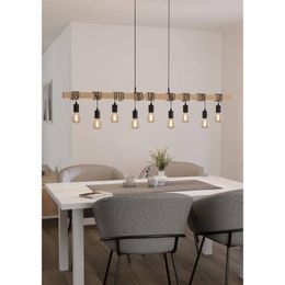 Eglo H&auml;ngeleuchte &raquo;TOWNSHEND H&auml;ngelampe, Stahl und Holz, E27, IP20, Esszimmerlampe, Lampe&laquo; E27 1 Stk. Pendellampe, L15 x B10 x H110 cm, braun, schwarz