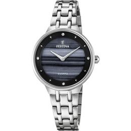 Festina Damen Quarzuhr &raquo;Mademoiselle&laquo; Armbanduhr, Damenuhr, Edelstahlarmband, analog, Zirkonia (synth.) silber Einheitsgr&ouml;&szlig;e