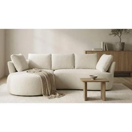 DOMO collection Ecksofa &raquo;Lumin, B/T: 267/170 cm, abgerunde Form, charmantes Design, cozy chic&laquo; Mit Federkern und 5 R&uuml;ckenkissen ausgestattet beige 100