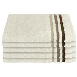 Schiesser Gaestehandtuecher &raquo;Skyline Color aus 100 % Baumwolle mit eleganter Streifenbord&uuml;re&laquo; MADE IN GREEN by OEKO-TEX beige Frottier, Frottier B/L: 30cmx50cm,