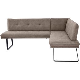 K+w Komfort & Wohnen K+W Komfort & Wohnen Eckbank 1 Stk. tlg. Polstereckbank in Spitzkissenoptik, Sitz und R&uuml;cken gesteppt braun B/H/T: 207cm x 87cm x 157cm, Microfaser 
