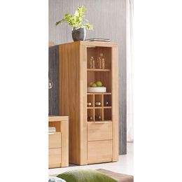 OTTO home Vitrine &raquo;ZARA81, 2 F&auml;cher geschlossen, ge&ouml;lt, Wohnzimmer, teilmassiv Kernbuche&laquo; B/T/H:60/40/145cm, Front massivholz, T&uuml;r L/R, wein Regal, 