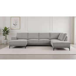 OTTO home Wohnlandschaft &raquo;OLAND Cord U-Form, XXL, B: 345 cm, Skandi-Design&laquo; U-Form, 345 cm, Wellenunterfederung, Skandi-Design, Metallf&uuml;&szlig;e grau 92%PES