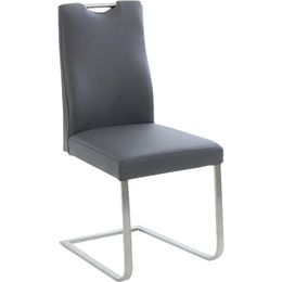 K+w Komfort & Wohnen K+W Komfort & Wohnen Freischwinger &raquo;6194&laquo; () mit praktischem Griff oben am R&uuml;cken, Gestell aus Edelstahl silber B/H/T: 47cm x 100cm x 61cm, Leder 