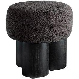 Salesfever Sitzhocker &raquo;mit Teddyfell-Sitzfl&auml;che &ndash; Gro&szlig;er Pl&uuml;sch-Pouf&laquo; 1 Stk. tlg. Weicher Design-Hocker f&uuml;r Wohnzimmer & Schlafzimmer grau MDF, 