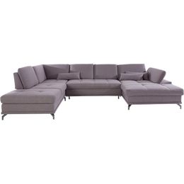 OTTO home Wohnlandschaft &raquo;Costello U-Form, B: 363 cm mit Sitztiefen- & Armteilverstellung&laquo; optional Schlaffunktion & Bettkasten grau 100% Polyester;