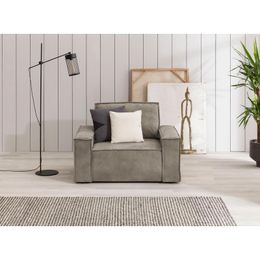 OTTO home Sessel &raquo;SHERWOOD Vintage Lederoptik Sessel&laquo; passend zur Polster-Serie SHERWOOD grau 100% Polyester Vintage, B/H/T: 120cm x 85cm x 86cm