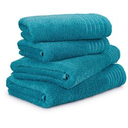 M&ouml;ve Handtuch Set &raquo;New Classic&laquo; 4 Stk. Walkfrottier 2x Hand- und 2x Duscht&uuml;cher, 100% bester Baumwolle (480 g/m&sup2;) blau Walkfrottier, Obermaterial: 100% 