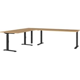 Germania Eckschreibtisch &raquo;GW-Agenda&laquo; h&ouml;henverstellbar, verf&uuml;gbar in verschiedenen Ma&szlig;en schwarz B/H/T: 260cm x 91cm x 220cm,manuell h&ouml;heneinstellbar