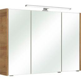 Spiegelschrank &raquo;Quickset 362 Badschrank, 3 Spiegelt&uuml;ren, 6 Einlegeb&ouml;den, 100 cm breit&laquo; inkl. LED-Beleuchtung, T&uuml;rd&auml;mpfer, Schalter-/
