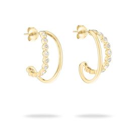 Tamaris Damen Paar Creolen &raquo;Schmuck Geschenk Silber 925 Ohrringe Tiny Glimmer&laquo; mit Zirkonia (synth.) gold Silber 925 (Sterlingsilber)