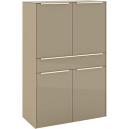 set one by Musterring Highboard &raquo;Reno&laquo; 1 Stk. tlg. Mit Gleitern und in verschiedenen Farben erh&auml;ltlich beige Glas, Holzwerkstoff B/H/T: 92cm x 140cm x