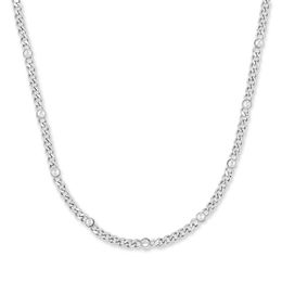 Copenhagen Studios Damen Edelstahlkette &raquo;Schmuck Geschenk Halskette Glittery Cuban&laquo; mit Strassstein silber Edelstahl, L: 45 B: 1,5mm