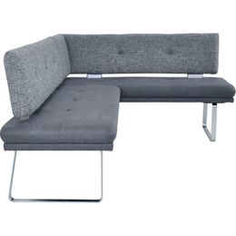 K+w Komfort & Wohnen K+W Komfort & Wohnen Eckbank &raquo;Giacomo II Esszimmerbank&laquo; Flachstahlkufe in edelstahlfarbig lackiert, R&uuml;cken und Sitz gesteppt blau B/H/T: 207cm x 91cm 