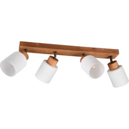 REALITY LEUCHTEN Deckenstrahler &raquo;Assam&laquo; E14 1 Stk. warmwei&szlig; - kaltwei&szlig; Spot 4-flg. Naturholz, exkl 4xE14 max 25W, Glasschirm wei&szlig; schwenkbar beige 4, 