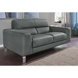 Calia italia 2,5-Sitzer &raquo;Simon, hoher Sitzkomfort, modern und elegant, italienisches Designsofa&laquo; in zwei Lederqualit&auml;ten grau Leder SORRENTO - 100% 