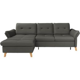 Sit & More sit&more Ecksofa &raquo;G&ouml;teborg&laquo; Sitztiefenverstellung und Federkern, wahlweise mit Bettfunktion grau B/H/T: 268cm x 90cm x 176cm, NaturLEDER Stoff, 