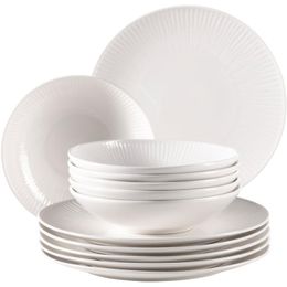 M&auml;ser M&Auml;SER Tafelservice &raquo;Geschirr-Set Dalia&laquo; Teller Set, Speiseteller u. Suppenteller,wei&szlig;, 12 Teile f&uuml;r 6 Personen wei&szlig; Porzellan 12 Stk.
