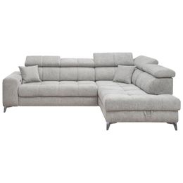 ED EXCITING DESIGN Ecksofa &raquo;Sydney L-Form&laquo; motorischer Sitztiefenverstellung, USB-Port & 2 Zierkissen grau 92% Polyester, 8% Nylon B/H/T: 282cm x 86cm