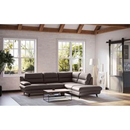 COTTA Ecksofa &raquo;Pike L-Form, B: 266 cm&laquo; optional Schlaffunktion & Bettkasten braun GEDECKTES RINDSLEDER B/H/T: 266cm x 90cm x 217cm, Leder PAMPAS, 