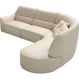 Egoitaliano Ecksofa &raquo;Puffy, extravagant & edel, Retro Designsofa, hoher Sitzkomfort, L-Form&laquo; mit Ottomane, wahlweise mit und ohne elektrischer Relaxfunktion wei&szlig; 