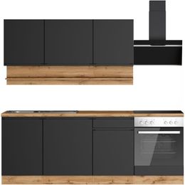 KOCHSTATION K&uuml;chenzeile &raquo;KS-Virginia,neu in verbesserter Ausf&uuml;hrung&laquo; Arbeitsplatte 38 mm stark, Stauraum, Softclose, Breite 220 cm, Soft-Close, 