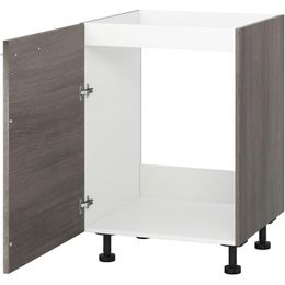 KOCHSTATION Sp&uuml;lenunterschrank &raquo;KS-Trea SP60&laquo; Breite 60 cm, H&ouml;he 75 cm grau eichefarben grau, B/H/T: 60cm x 75cm x 56cm, T&uuml;ren: 1 Stk. T&uuml;ranschlag 