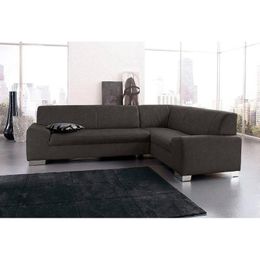 DOMO collection Ecksofa &raquo;Alisson, zeitlose Optik, flache Armlehnen, L-Form&laquo; fester Sitzkomfort, wahlweise mit Bettfunktion grau Microfaser aus 100% 