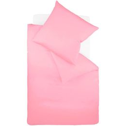 Fleuresse Bettw&auml;sche &raquo;Colours in 135x200, 155x220 oder 200x200 cm&laquo; 3 Stk. Bettw&auml;sche aus 100% Baumwolle, uni, mit Rei&szlig;verschluss pink Mako-Satin, 