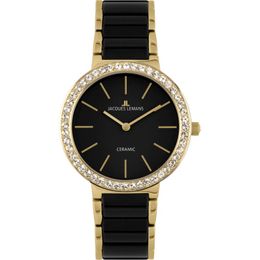 Jacques Lemans Damen Quarzuhr &raquo;Monaco&laquo; Armbanduhr, Damenuhr, Keramik, analog gold Einheitsgr&ouml;&szlig;e