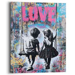 Reinders Deco-Panel &raquo;Swinging Kids&laquo; Kinderzimmer - Graffiti - Kinder - Schaukel - Mehrfarbig - MDF bunt B/H/T: 40cm x 50cm x 2cm