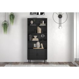 Home Affaire B&uuml;cherregal &raquo;Ronda&laquo; 1 Stk. tlg. Standregal mit Schiebet&uuml;ren - Ma&szlig;e (B/T/H) 80/40/172 cm schwarz Holzwerkstoff, Metall B/H/T: 80cm x 172cm
