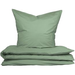 uncover by Schiesser Bettw&auml;sche &raquo;Soho aus weicher Baumwolle in gedeckten Uni-Farben&laquo; 2 Stk. Made in Green gr&uuml;n Renforc&eacute;, Obermaterial: 100% Baumwolle 
