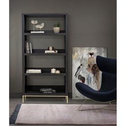 WOODMAN B&uuml;cherregal &raquo;Pimlico&laquo; im skandinavischen Design, mit viel Stauraum, FSC -zertifiziert schwarz Furnier, Holzwerkstoff B/H/T: 90cm x 173cm x 36cm, 4 Stk