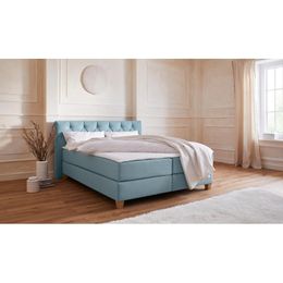 Home Affaire Boxspringbett &raquo;Harmones&laquo; in 3 Breiten, H&auml;rtegrad auch im Mix mit je 1 Matratze in H2 und H3 gr&uuml;n Struktur (100% Polyester) Struktur, 