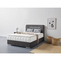 COTTA Boxbett &raquo;Lighstar&laquo; inklusive LED-Beleuchtung, Topper, Bettkasten und Zierkissen grau Polyester Stoff Karo Polyester LED-Beleuchtung, Liegefl&auml;che